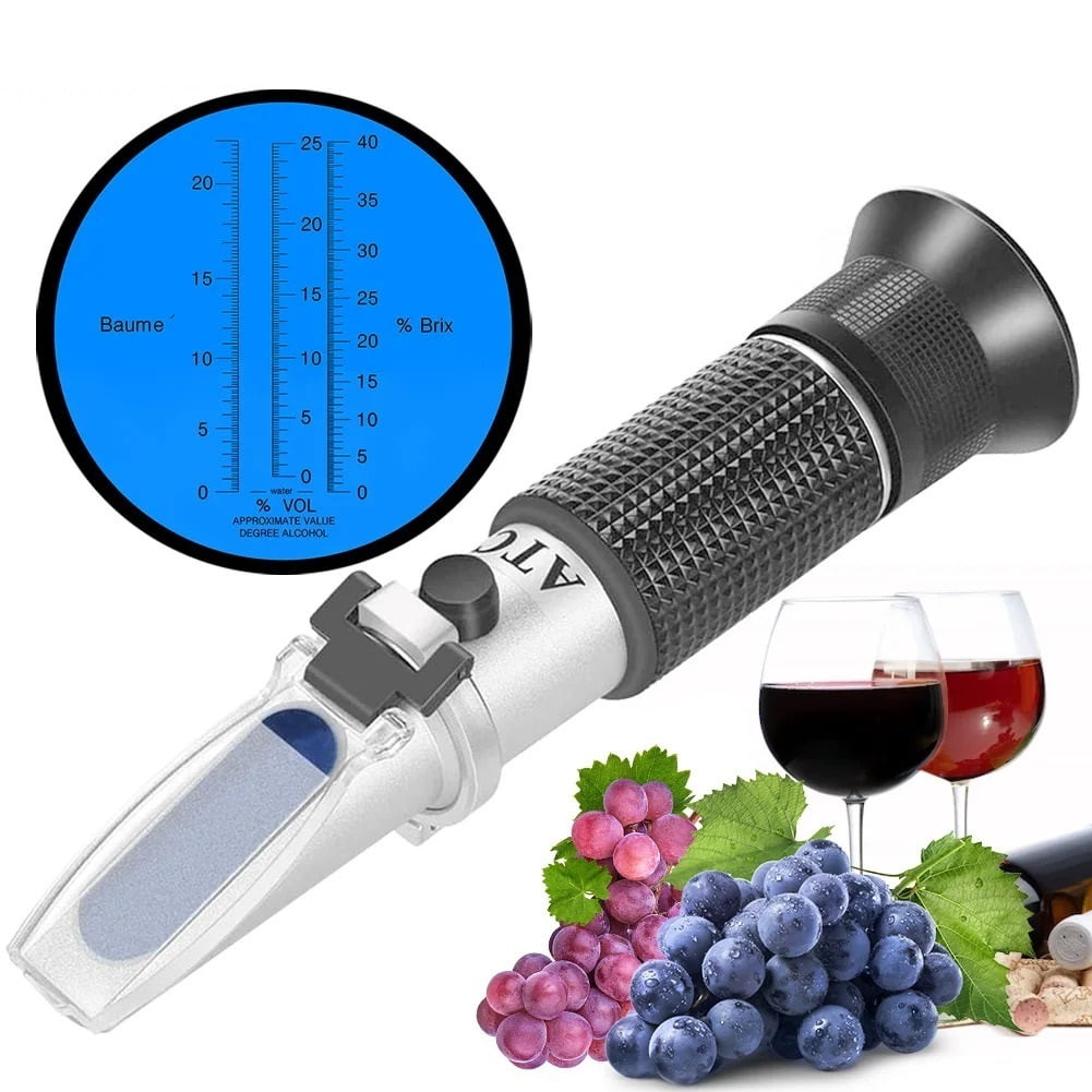 3-in-1 Grape Wine Refractometer 0-25% Alcohol 0-40% 0-25°Baume' Tester ...