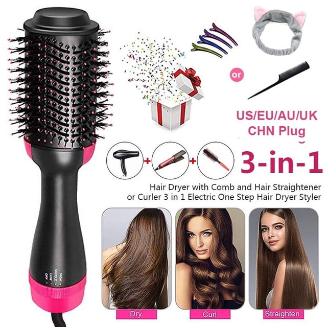 3-in-1 Electric Hair Dryer, Curler & Comb, 1000Watt One Step Hot Air ...