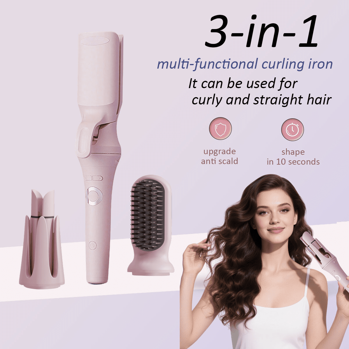 3-in-1 Hair Styler Tool Set with Beach wave iron, Water wave Curling ...