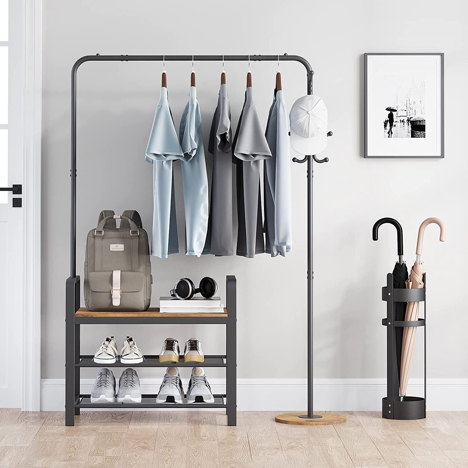 3-in-1 Hall Tree Coat Rack, Entryway Bench with Storage ...