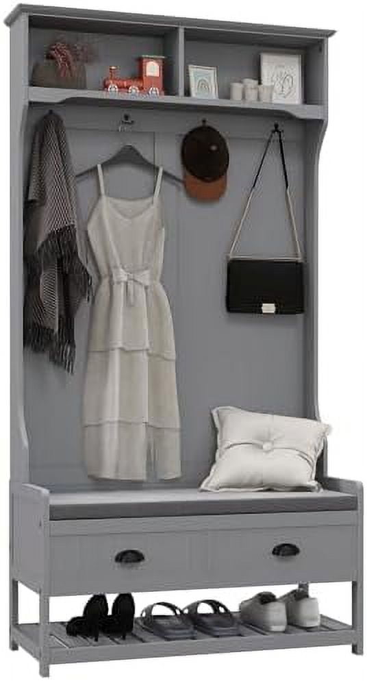 3-in-1 Hall Tree Entryway Bench with Coat Rack Mudroom Bench with Shoe ...