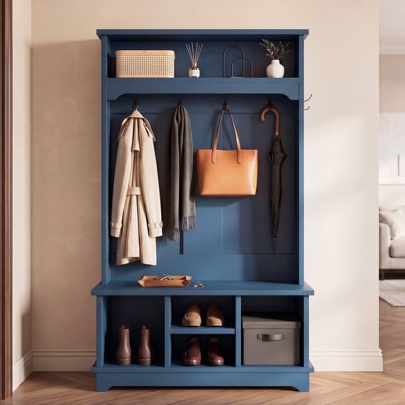 3-in-1 Hall Tree with Shoe Storage Bench, 5 Hooks,Heavy-Duty Standing ...