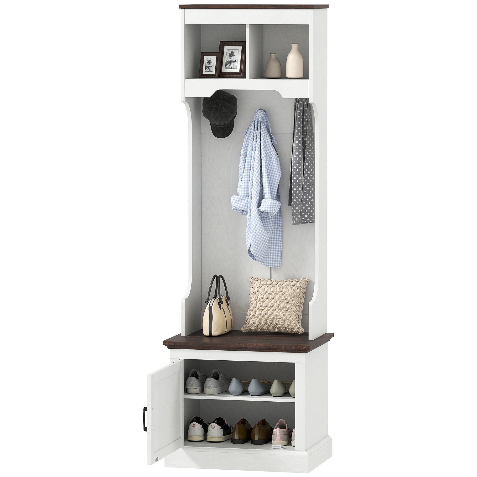 3-in-1 Hall Tree with Shoe Storage, Coat Rack with Bench, Entryway ...