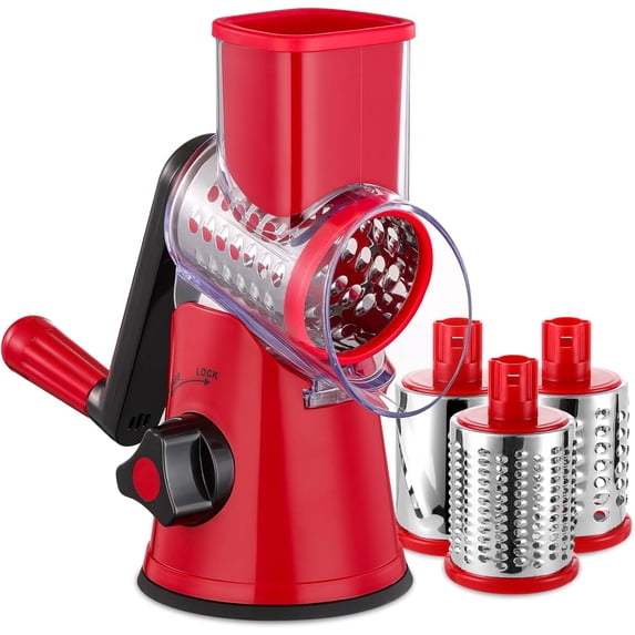 3-in-1 Hand Crank Rotary Cheese Grater with Ergonomic Handle, Stainless ...