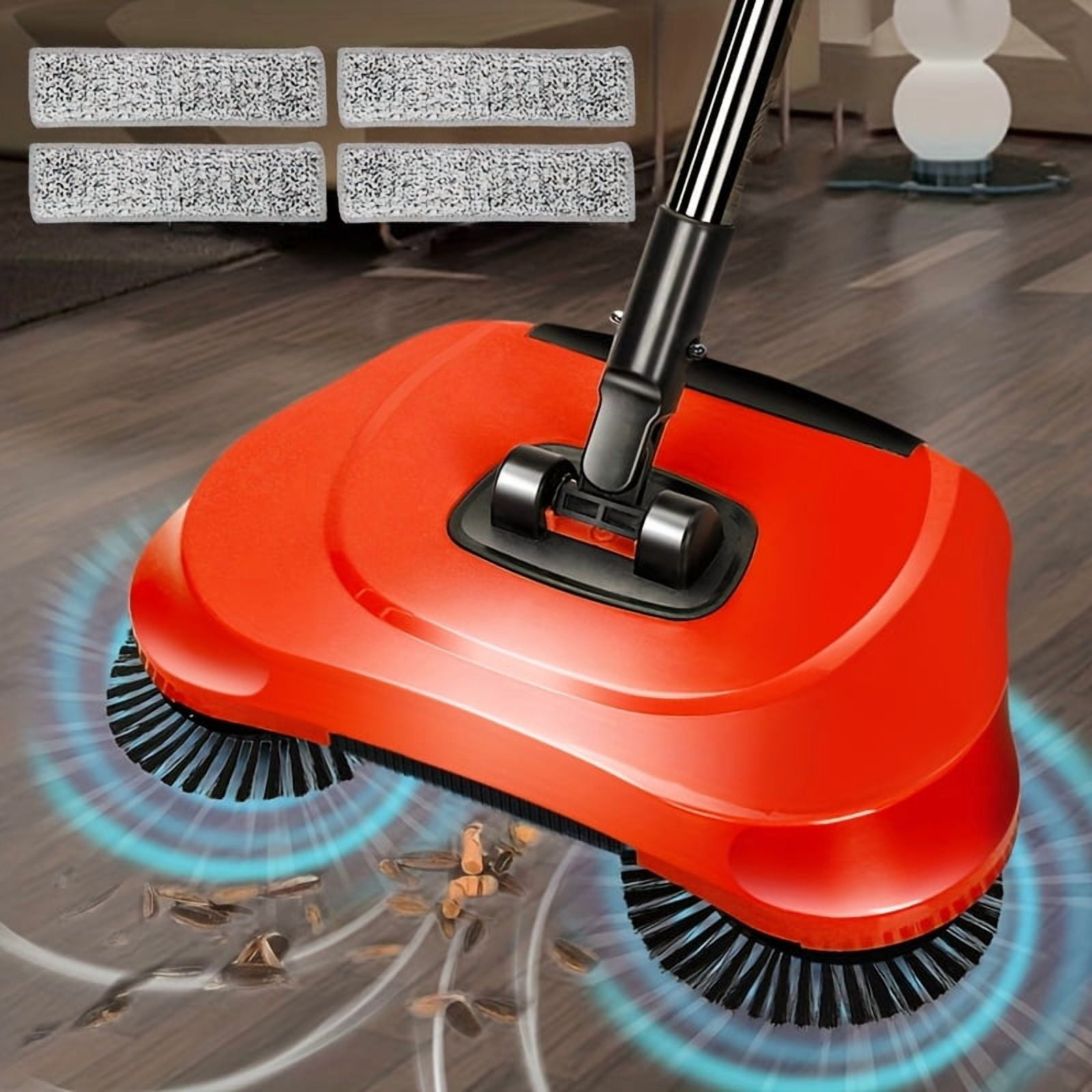 3-in-1 Hand Push Sweeper & Vacuum, Dry & Wet Floor Cleaner for Home ...