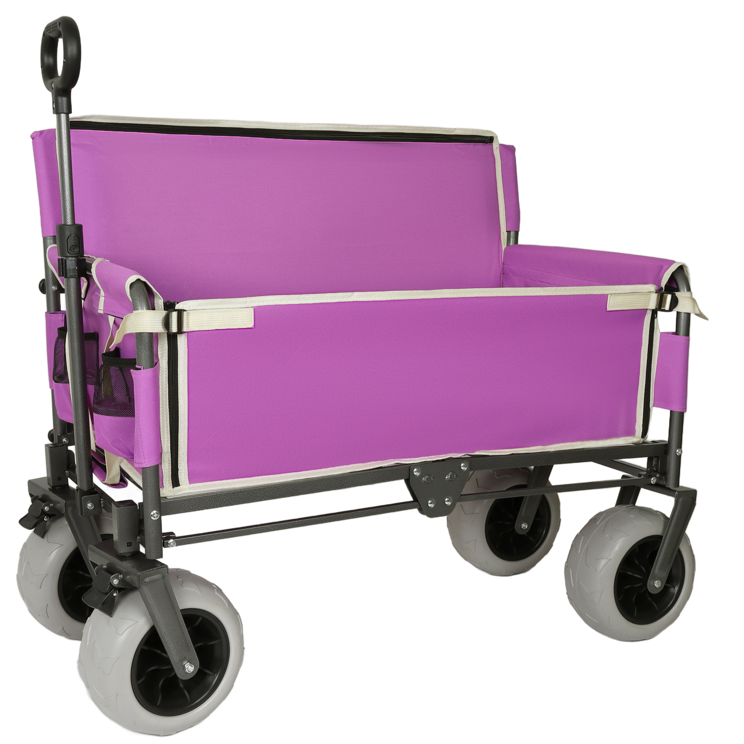 3-in-1 Heavy-Duty Convertible Folding Wagon Cart with Bench Seat ...
