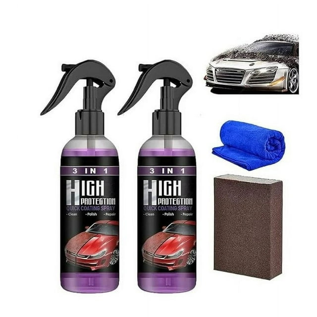 3 in 1 High Protection Car Coating Cleaning Spray,Quick Coat Car Wax Polish Spray （2x100ml ...