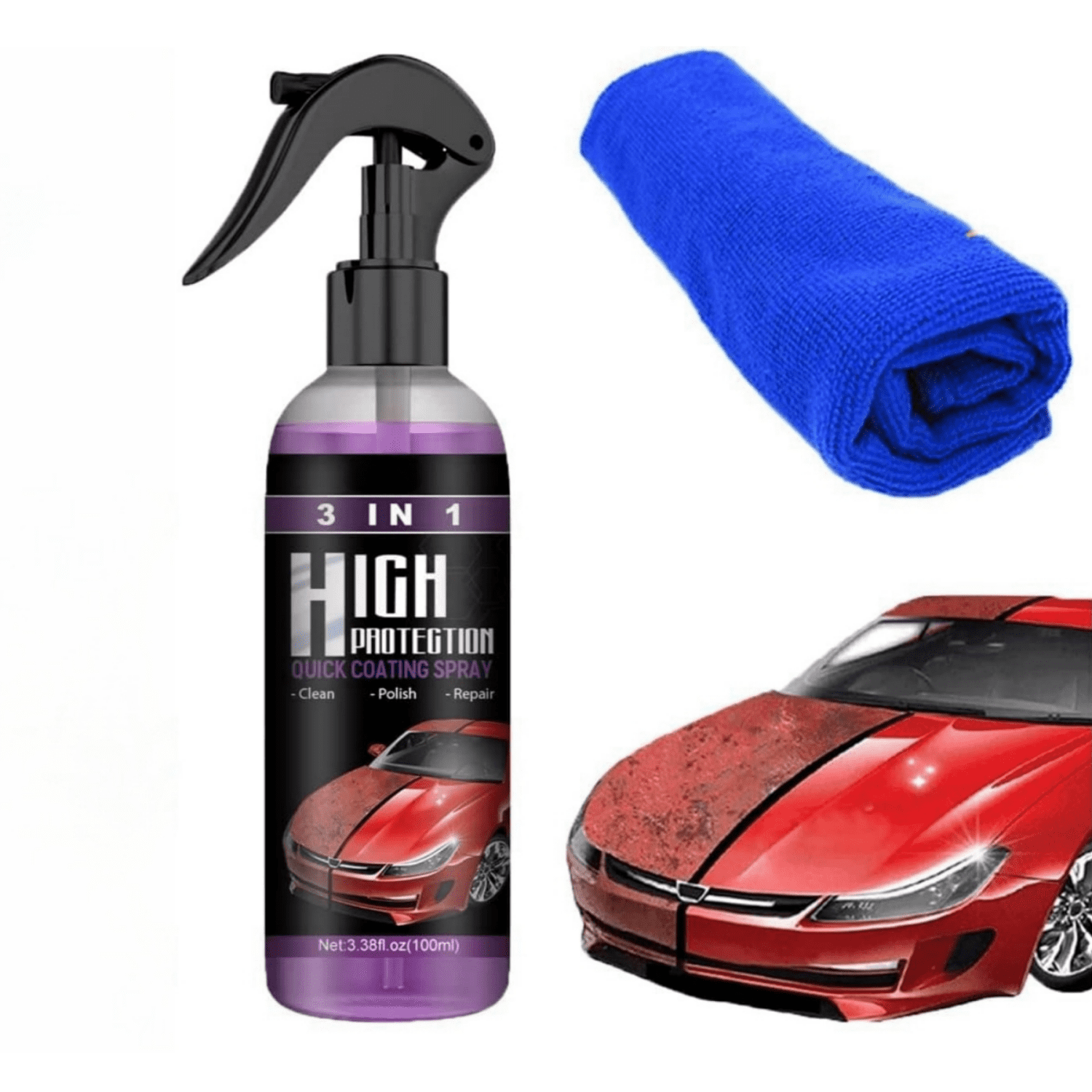 3 in 1 High Protection Quick Car Coating Spray, 3 in 1 Ceramic Car Coating Spray, Quick Coat Car ...