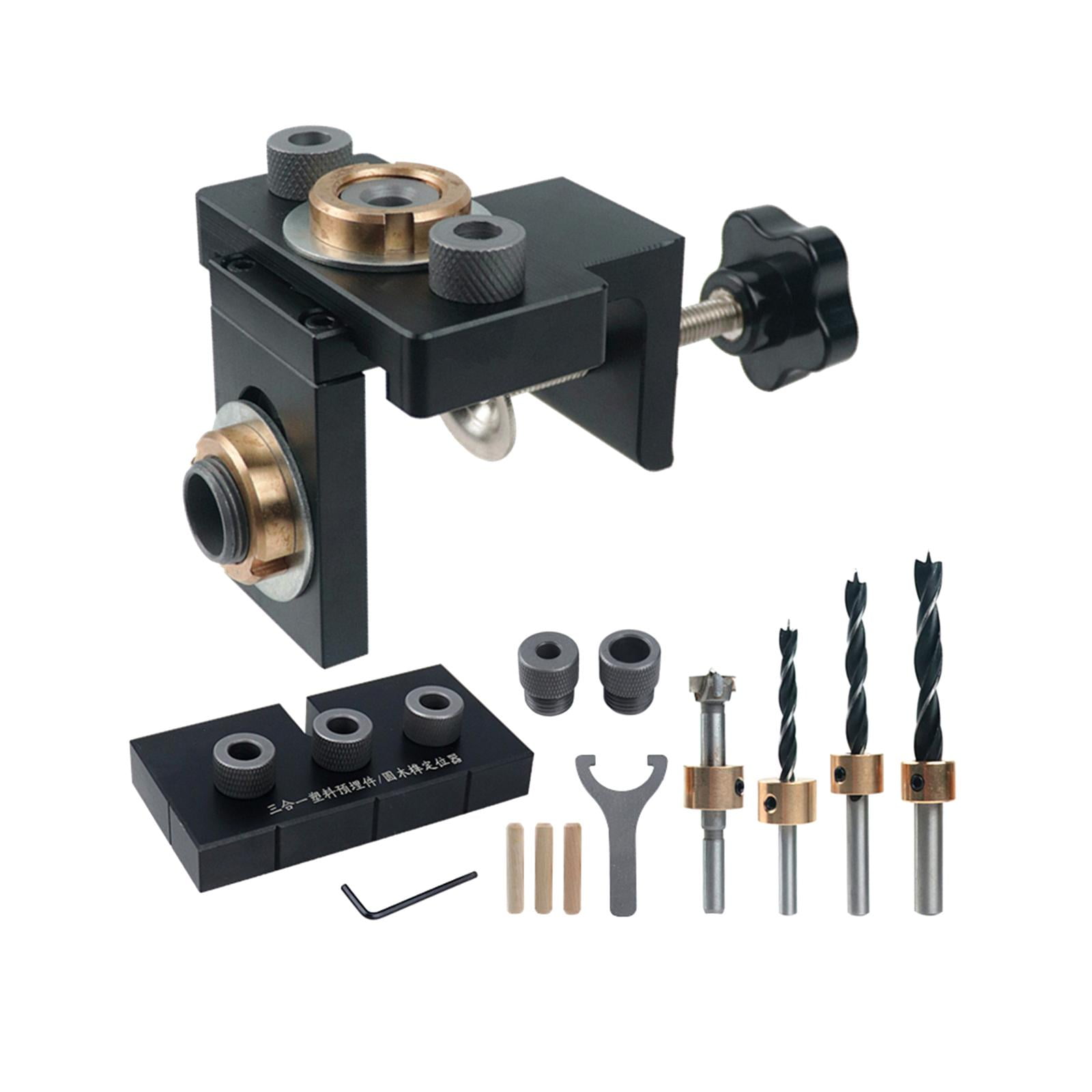 3 in 1 Hole Puncher Dowel Jig with 5/8/10/15mm Drill Bit Compact Design ...