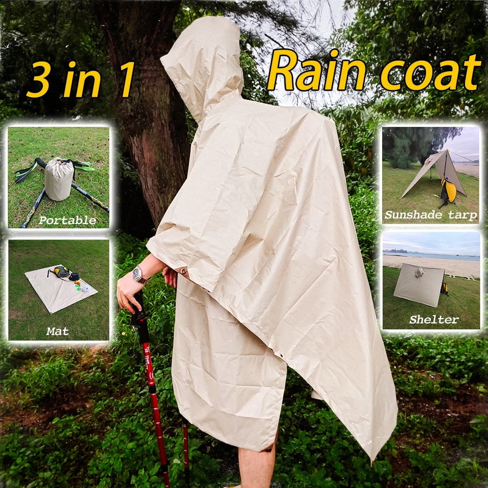 3 in 1 Hooded Rain Poncho for Adult , Waterproof Lightweight Unisex ...