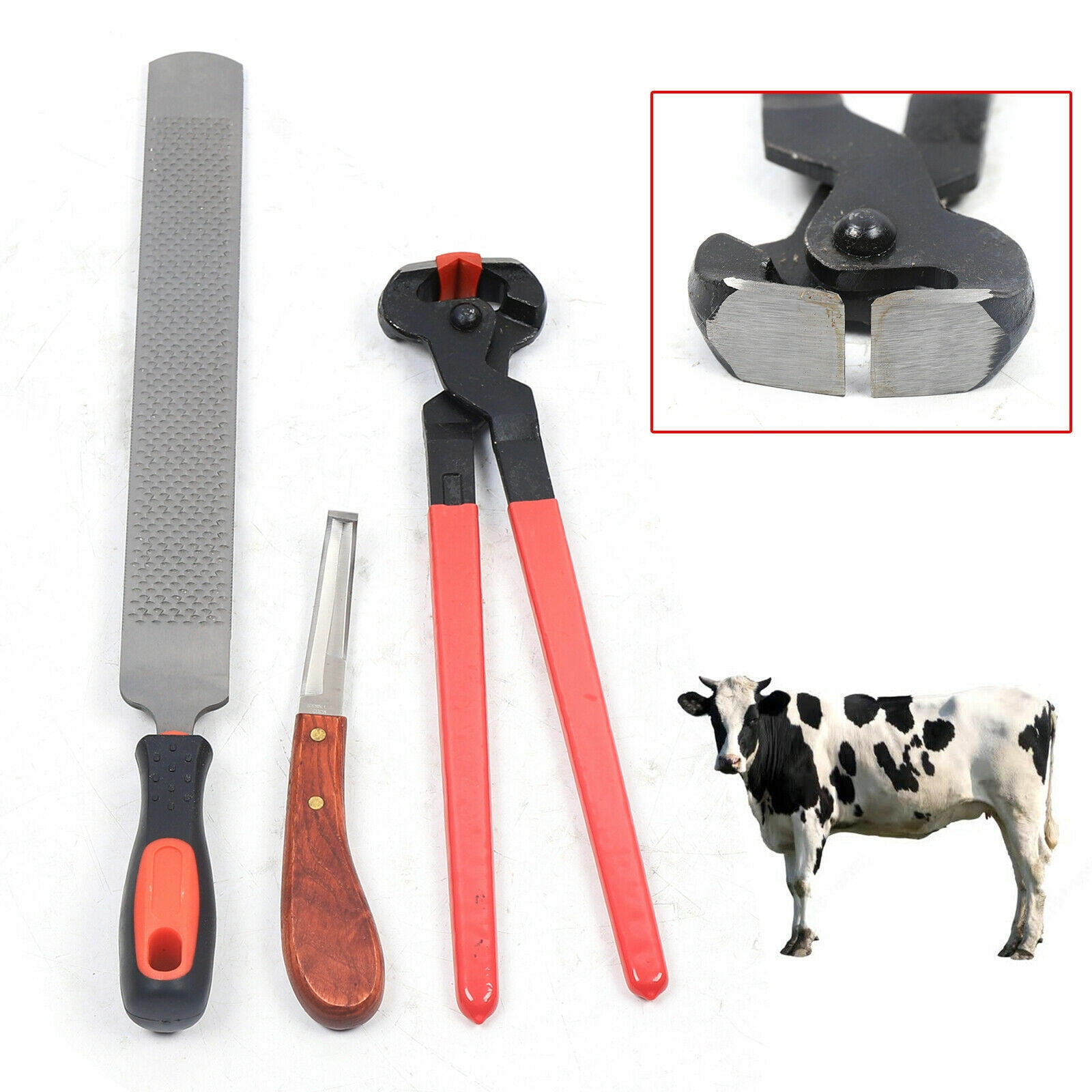 3 in 1 Horse Hoof Trimming Farrier Tools Kit Horseshoe File Rasp Cutter ...