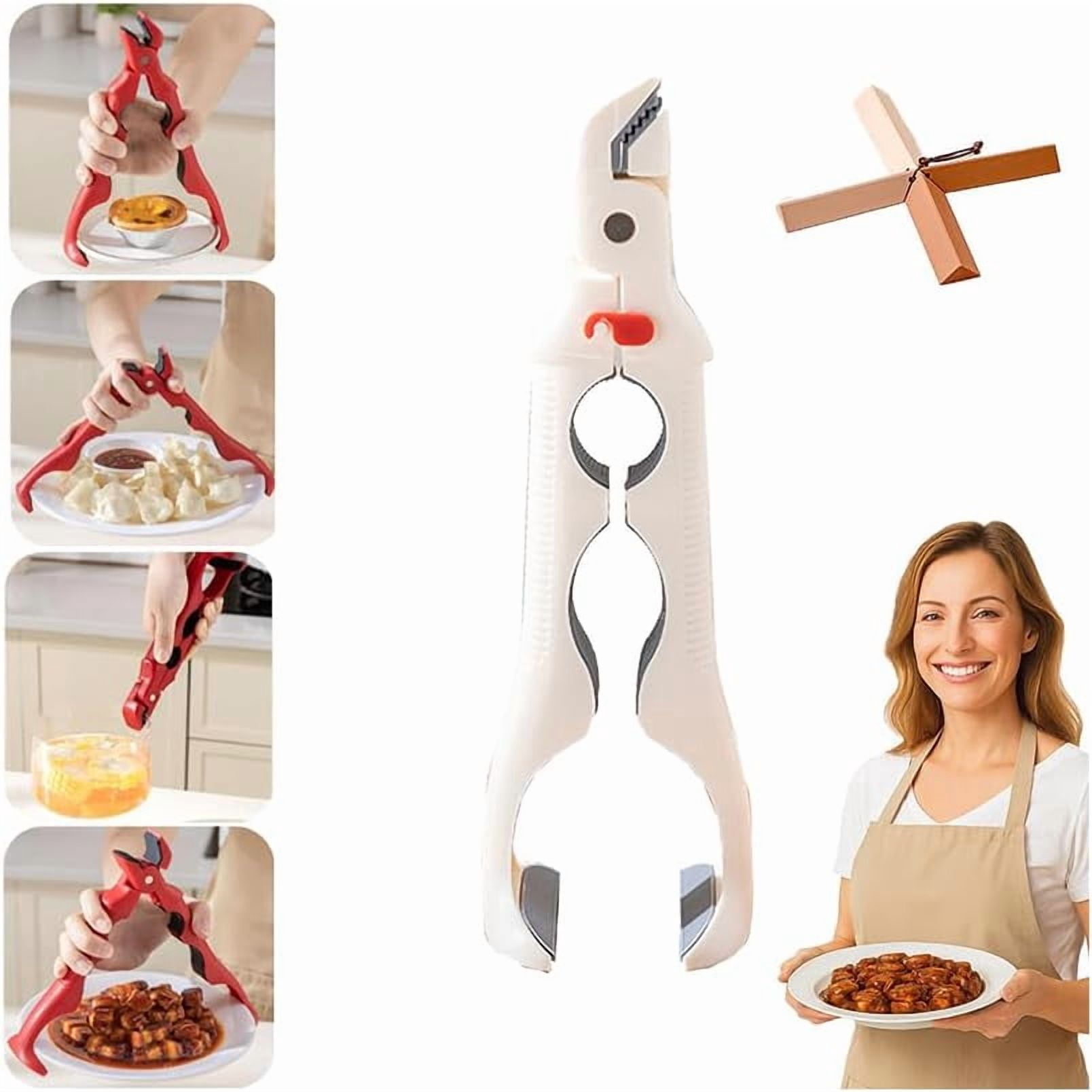 3-in-1 Hot Plate Gripper Tongs, Multi-Angle Anti-Scald Bowl Holder Clip ...