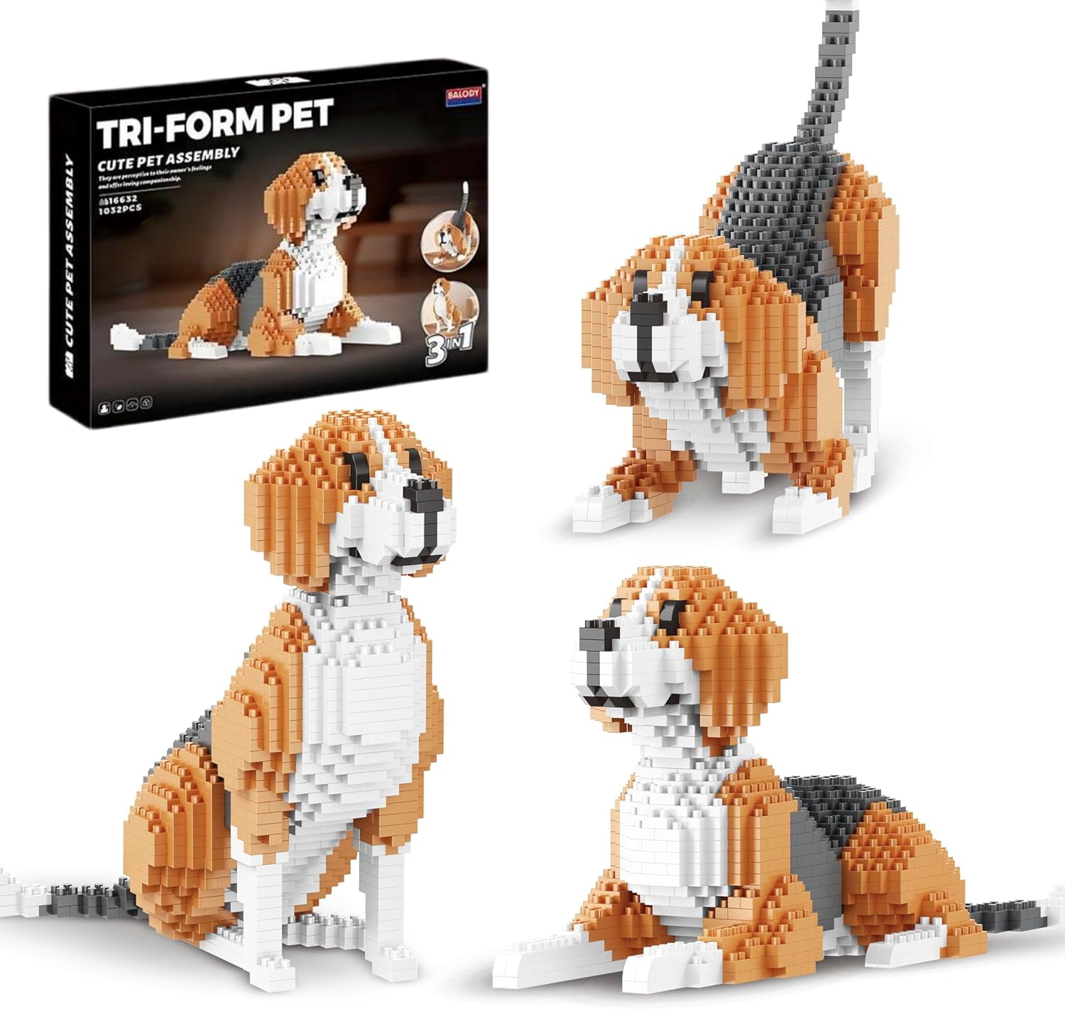 3 in 1 Hound Dog Mini Building Blocks Set, 1032 PCS Micro Building Kit ...