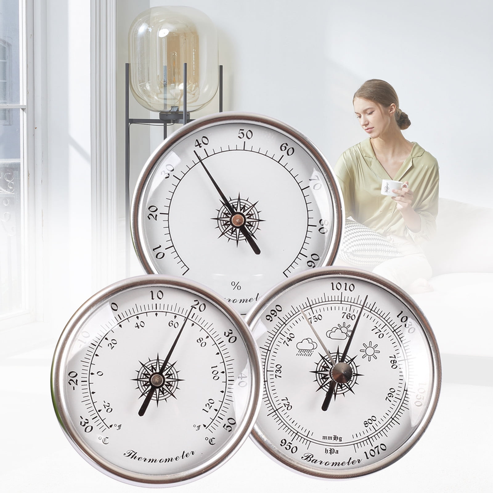 3-in-1 Hygrometer Thermometer, Dual-Scale Precision, Weather Station ...