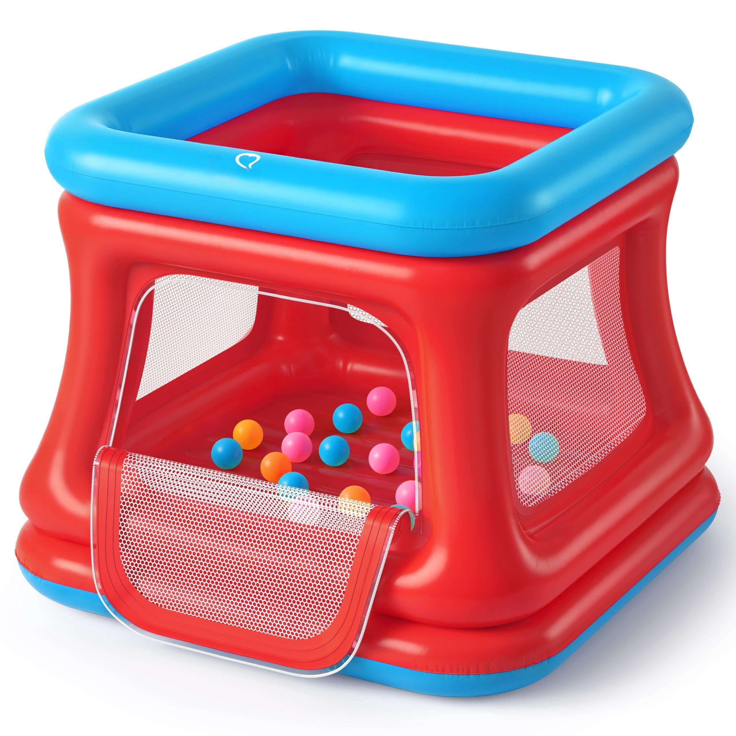 3-in-1 Inflatable Bouncer Blue & Red, 1-3 Toddler Ball Pit & Trampoline ...