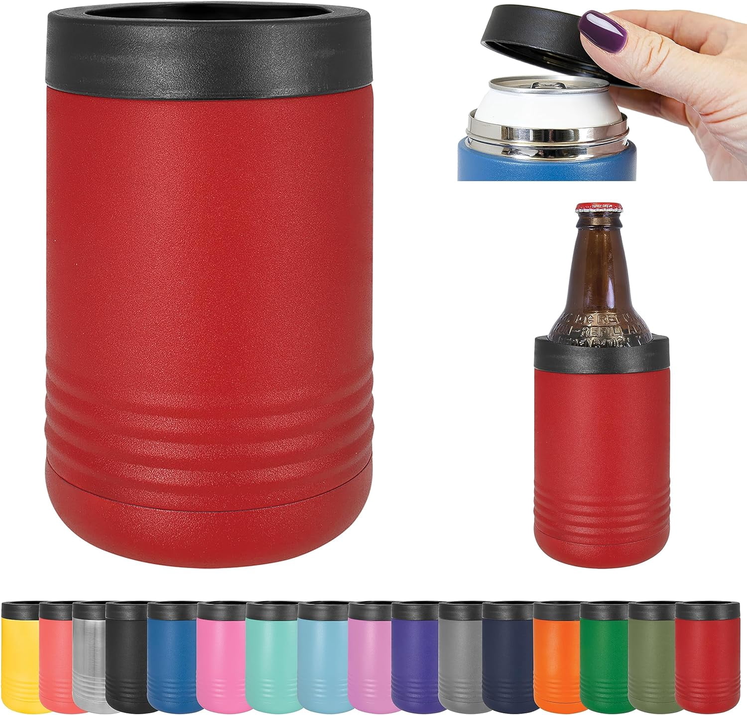 3 in 1 Insulated Can Cooler - Universal Size Beverage Cooler for 12 oz ...