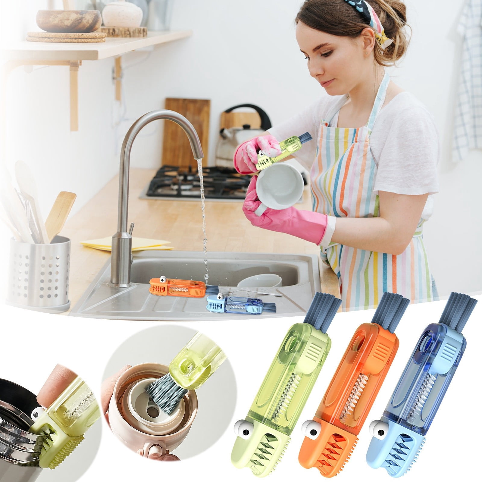 3-in-1 Insulated Cup Cleaning Brush Set - Compact Lid & Straw Cleaner ...