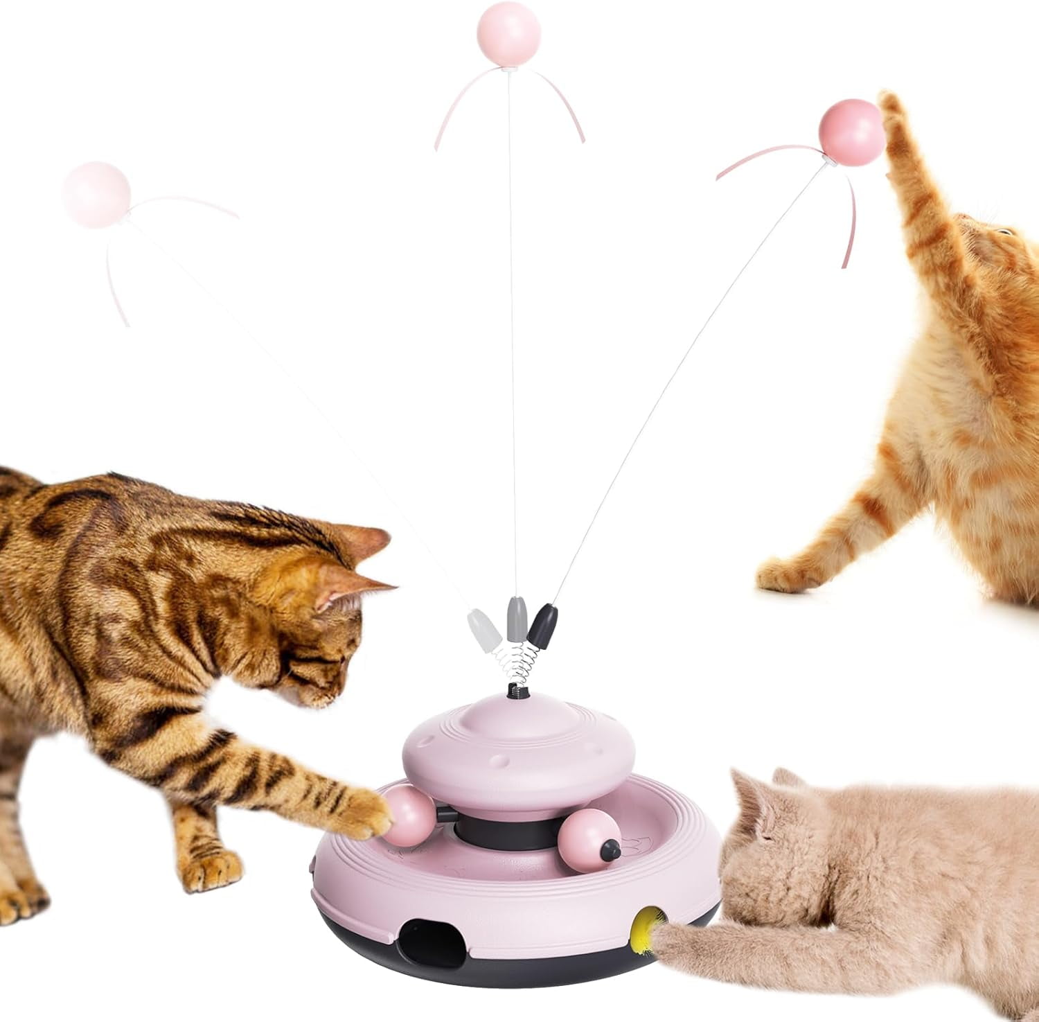 3-in-1 Interactive Cat Toy for Indoor Cats - Exciting Teaser Wand, Ball ...