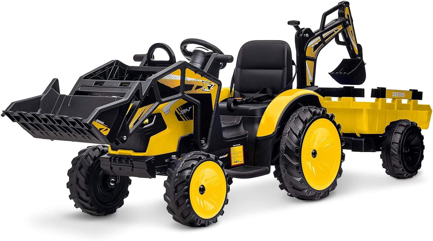3-in-1 Kids Electric Ride-On Tractor, Excavator & Bulldozer – 24V ...