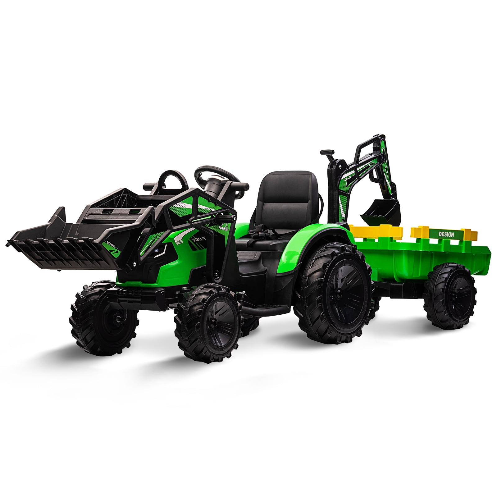 3-in-1 Kids Electric Ride-On Tractor, Excavator & Bulldozer – 24V ...