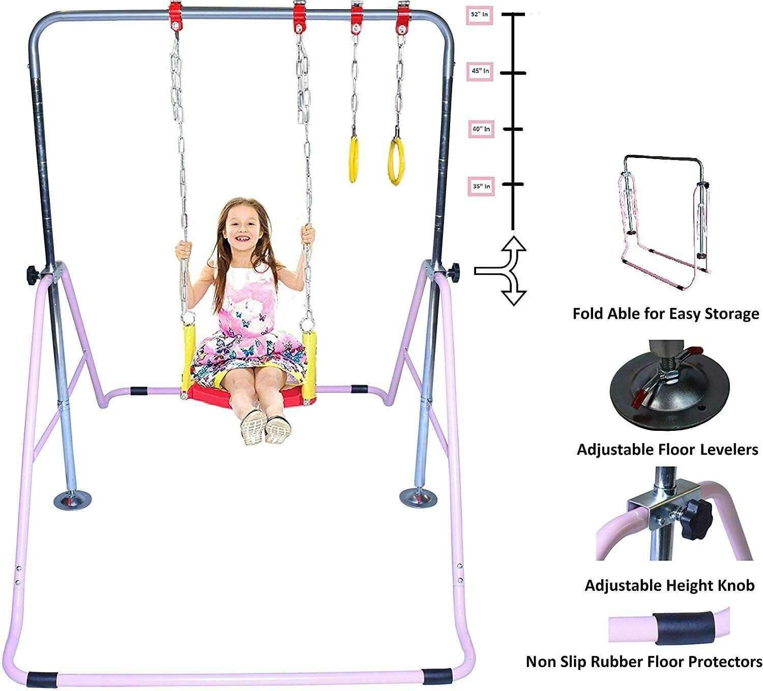 3-in-1 Kids Jungle Gym: Swing, Trapeze Rings, Gymnastics Fun at Home ...