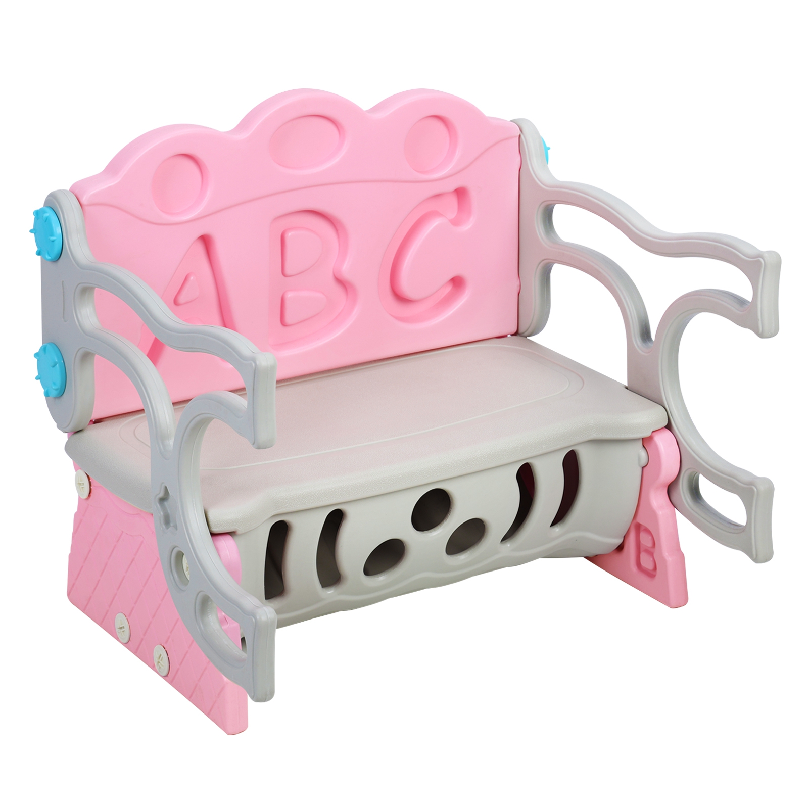 3-in-1 Kids Study Desk with Storage Bench & Chair, Flip Design ...