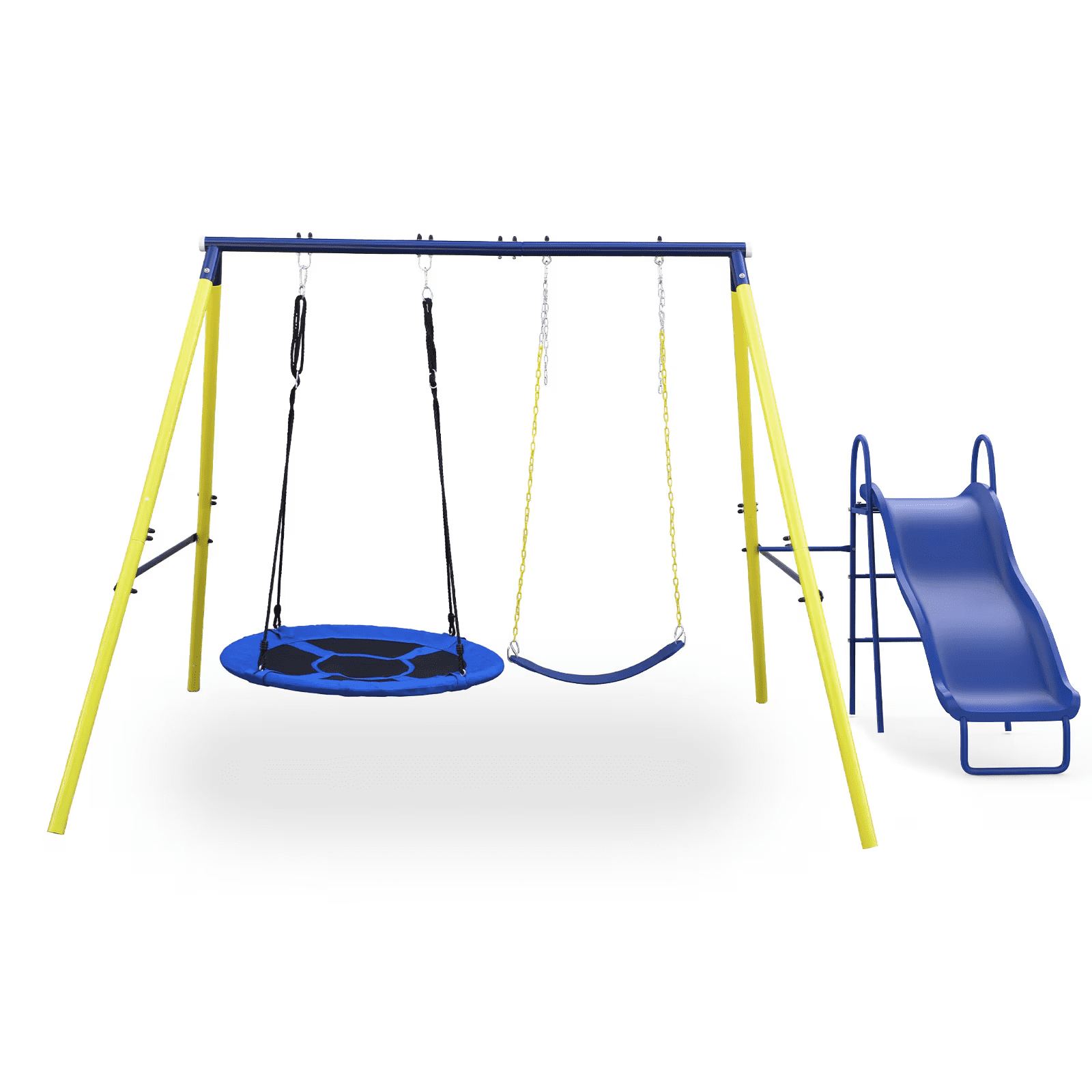 3-in-1 Kids Swing Set with Saucer Swing, Belt Swing, and Sturdy Metal ...