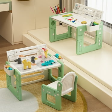 Adjustable Height Rectangular Plastic Activity Table, Green - Walmart.com