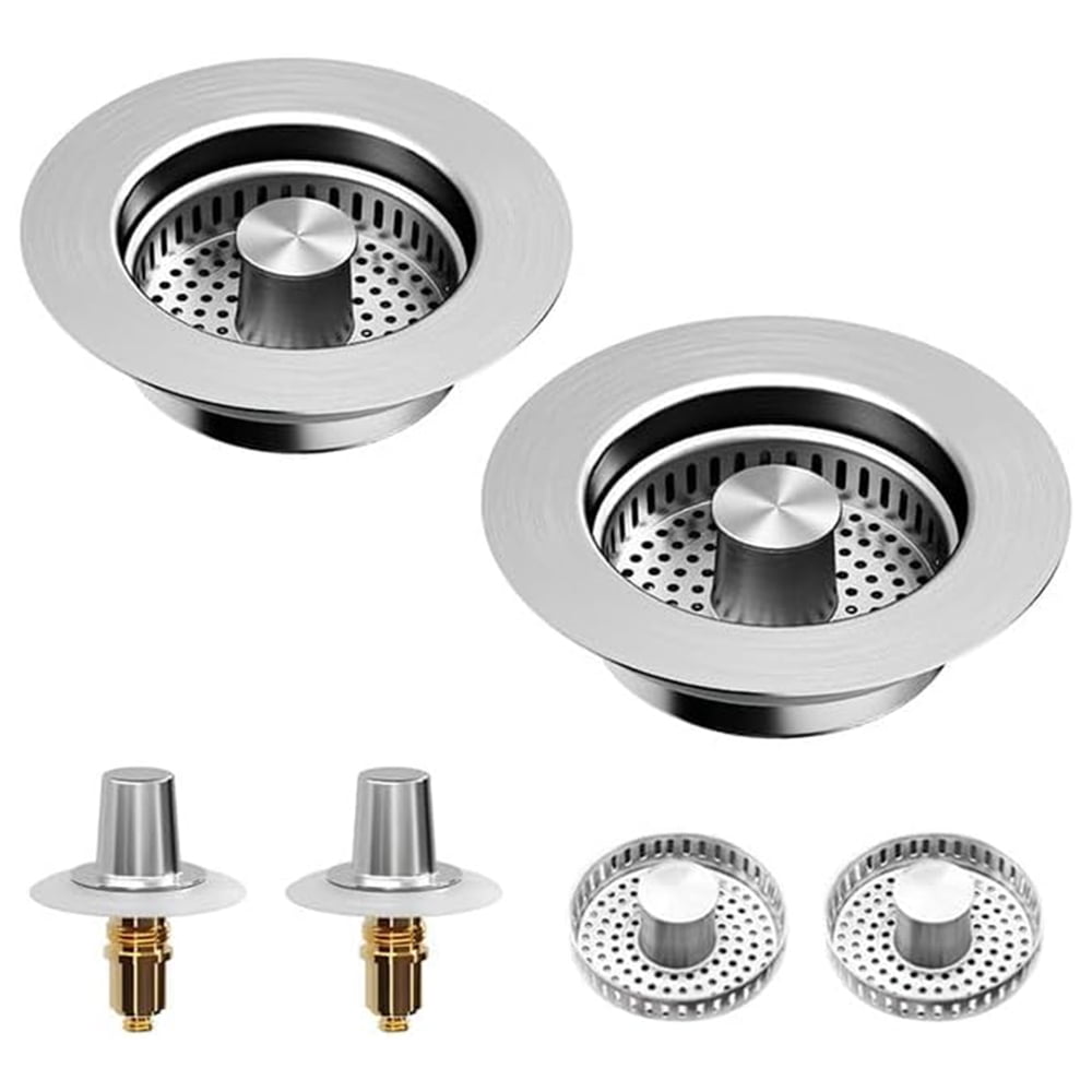3-in-1 Kitchen Sink Drain Filter and Stopper,Stainless Steel Metal Pop ...