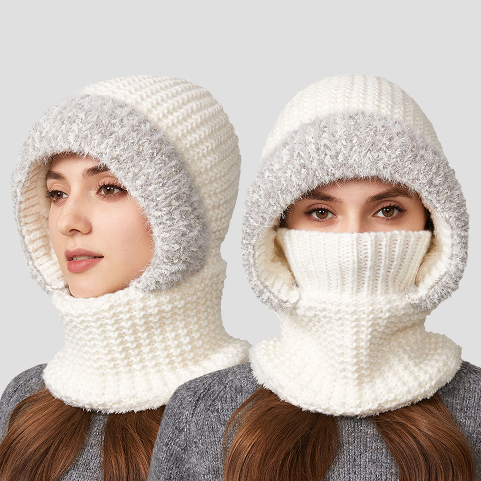 3-in-1 Knit Hat with Scarf & Face Mask | Fleece Lined Winter Balaclava ...