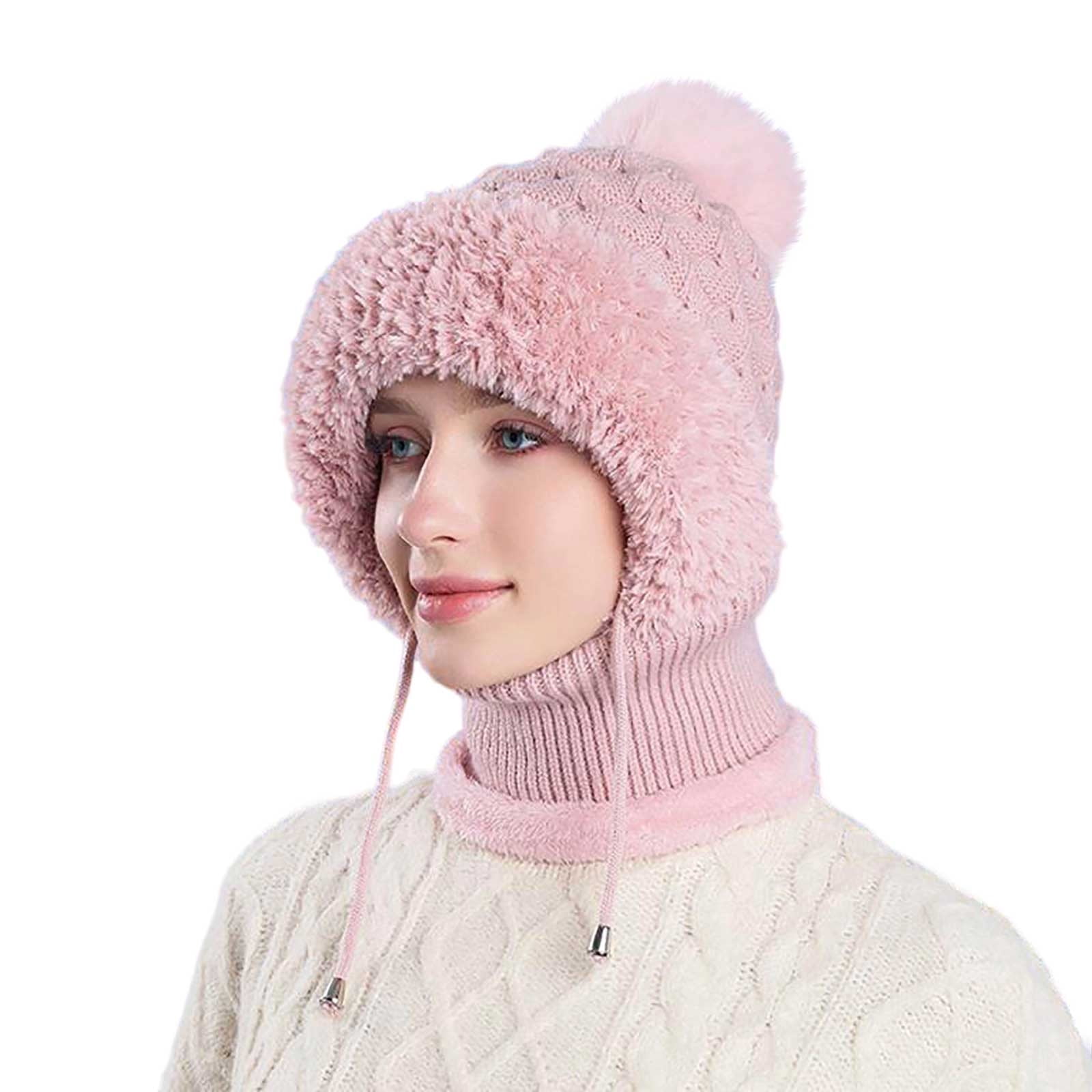 3-in-1 Knitted Hat Scarf and Mask Winter Warm Set for Women Cold ...