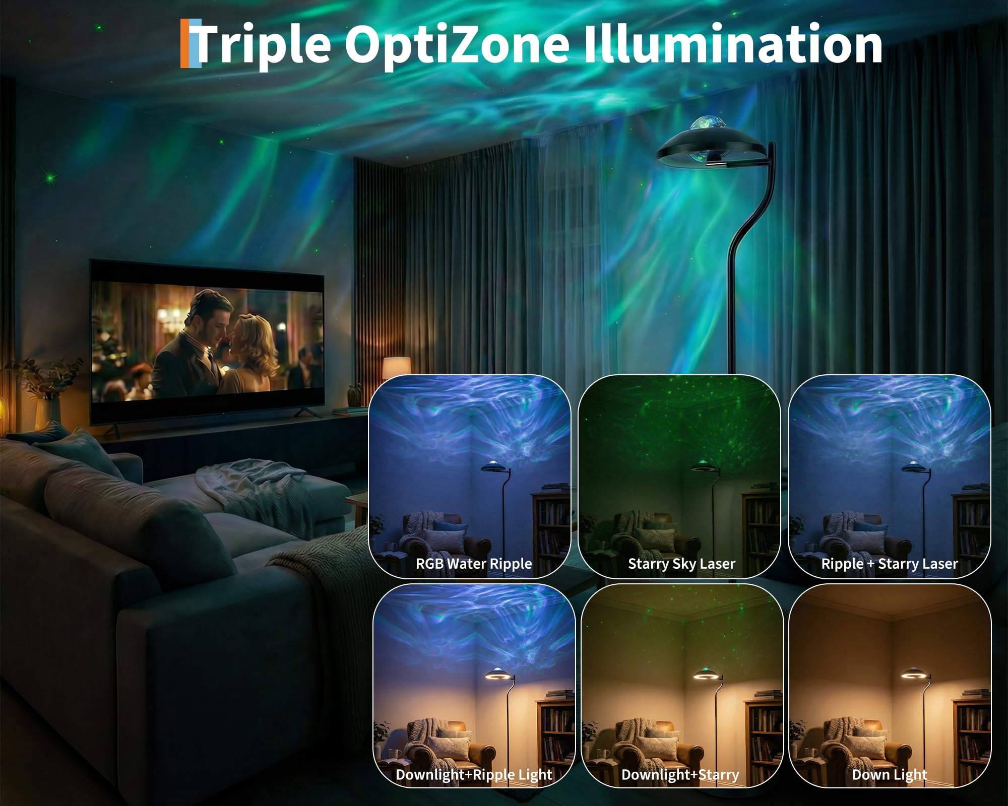 3-in-1 LED Floor Lamp with Remote Control – 350° Rotating Ambient Light ...