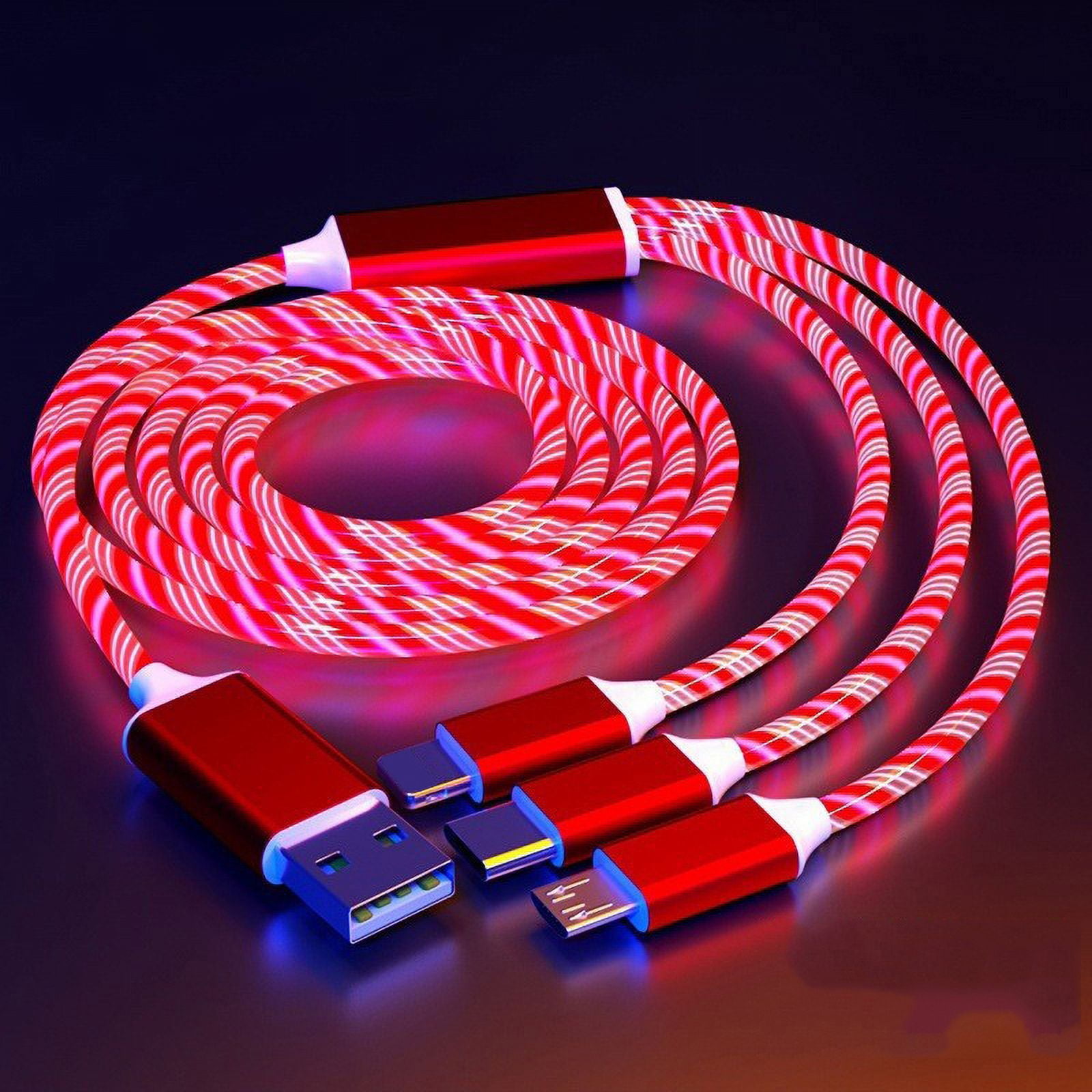 3 in 1 LED Flowing Magnetic Charging Cable Magnetic Phone Charger Light ...
