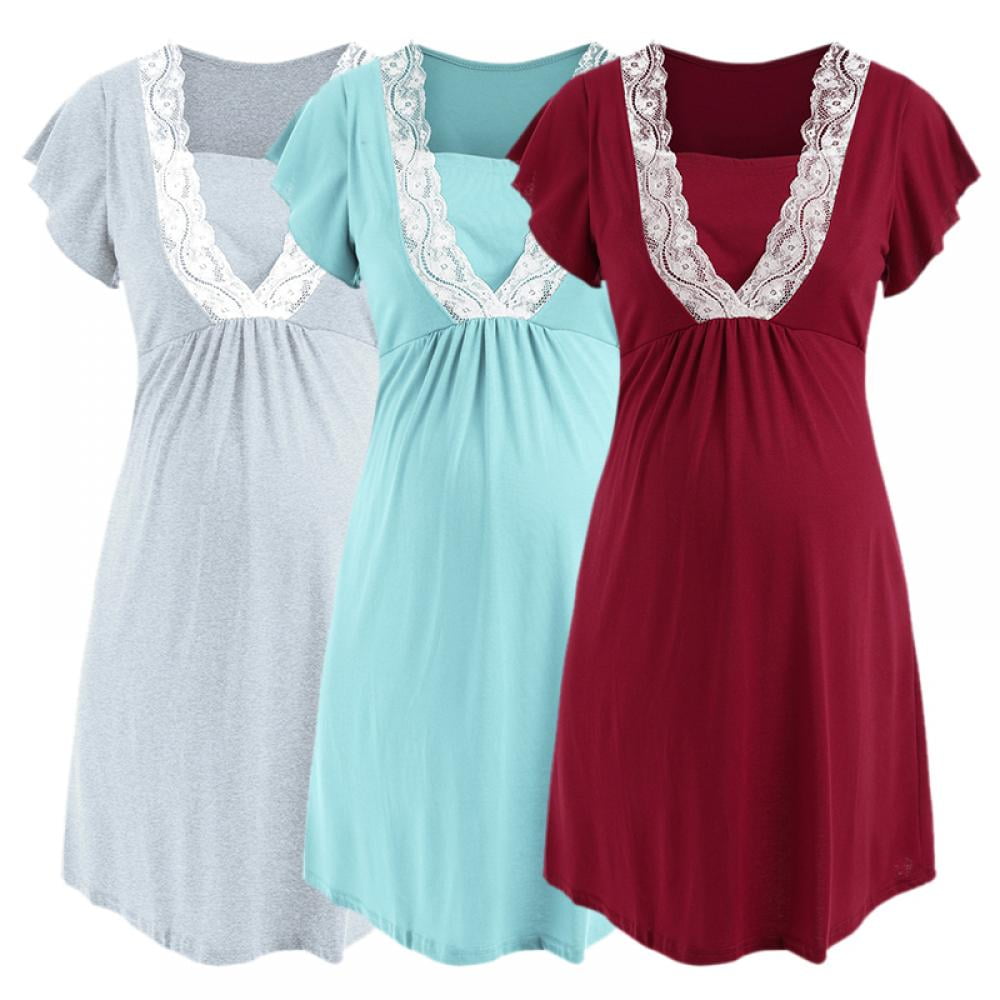 3 in 1 Labor/Delivery/Hospital Gown Maternity Dress Nursing Nightgown ...