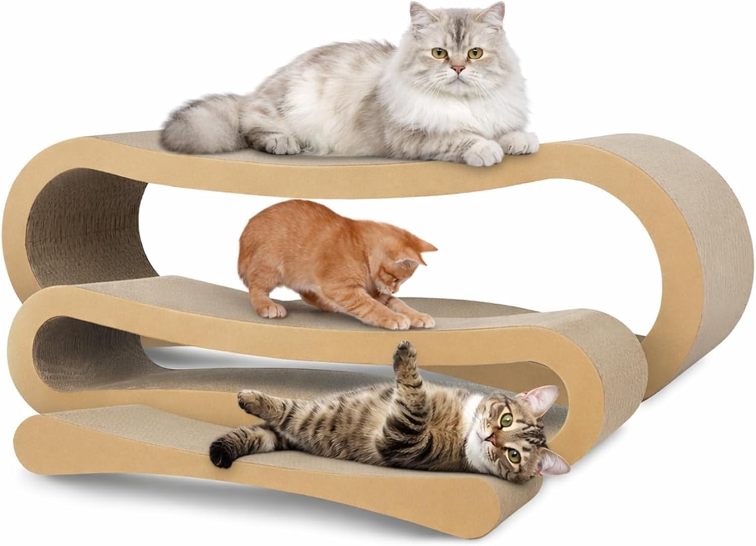 3-in-1 Large Cardboard Cat Scratcher Lounger, 33.5" x 10.2" x 10.2 ...