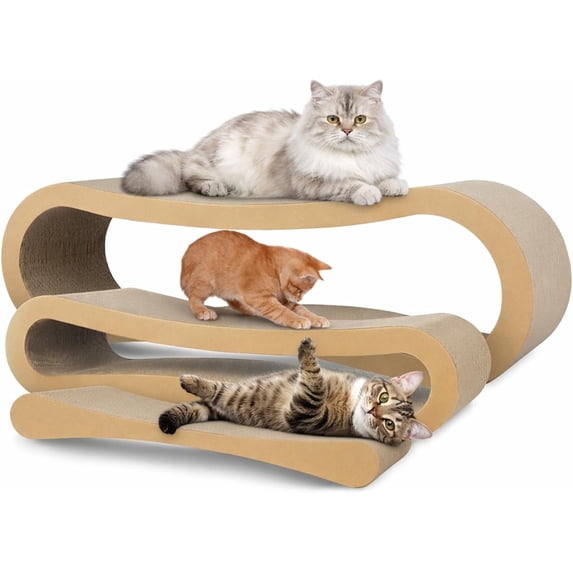 3-in-1 Large Cardboard Cat Scratcher Lounger, 33.5" x 10.2" x 10.2 ...