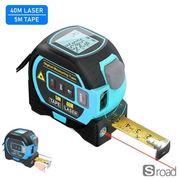 3-in-1 Laser Tape Measure, 60M/197ft Laser Distance Meter With 5M/16ft Auto-Lock Physical Tape ...