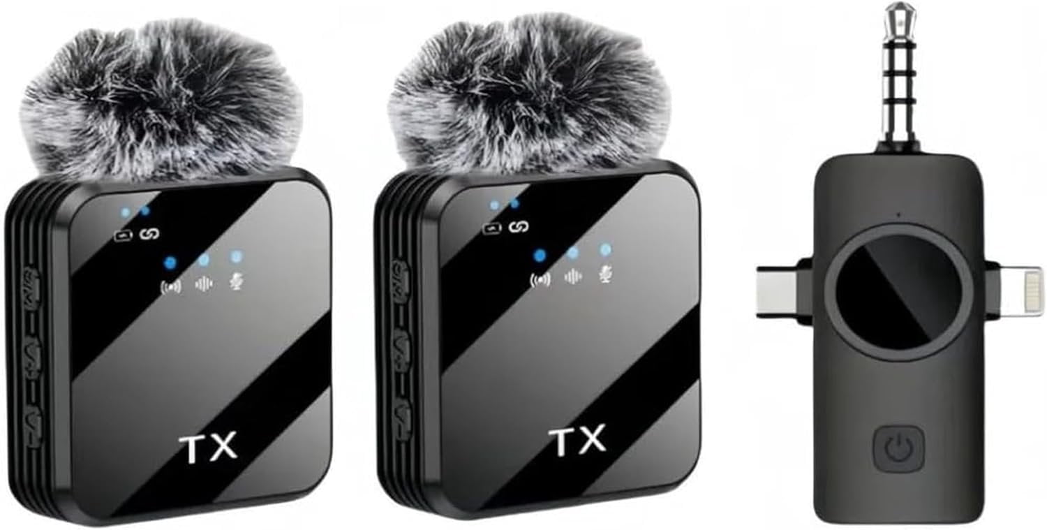 3 in 1 Lavalier Microphone for /Android/Camera,328ft Transmission, 18H ...