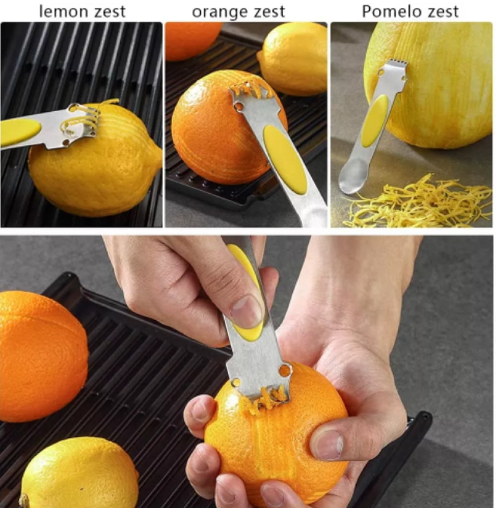 3-in-1 Lemon Zester Grater – Stainless Steel Citrus Kitchen Tool with ...