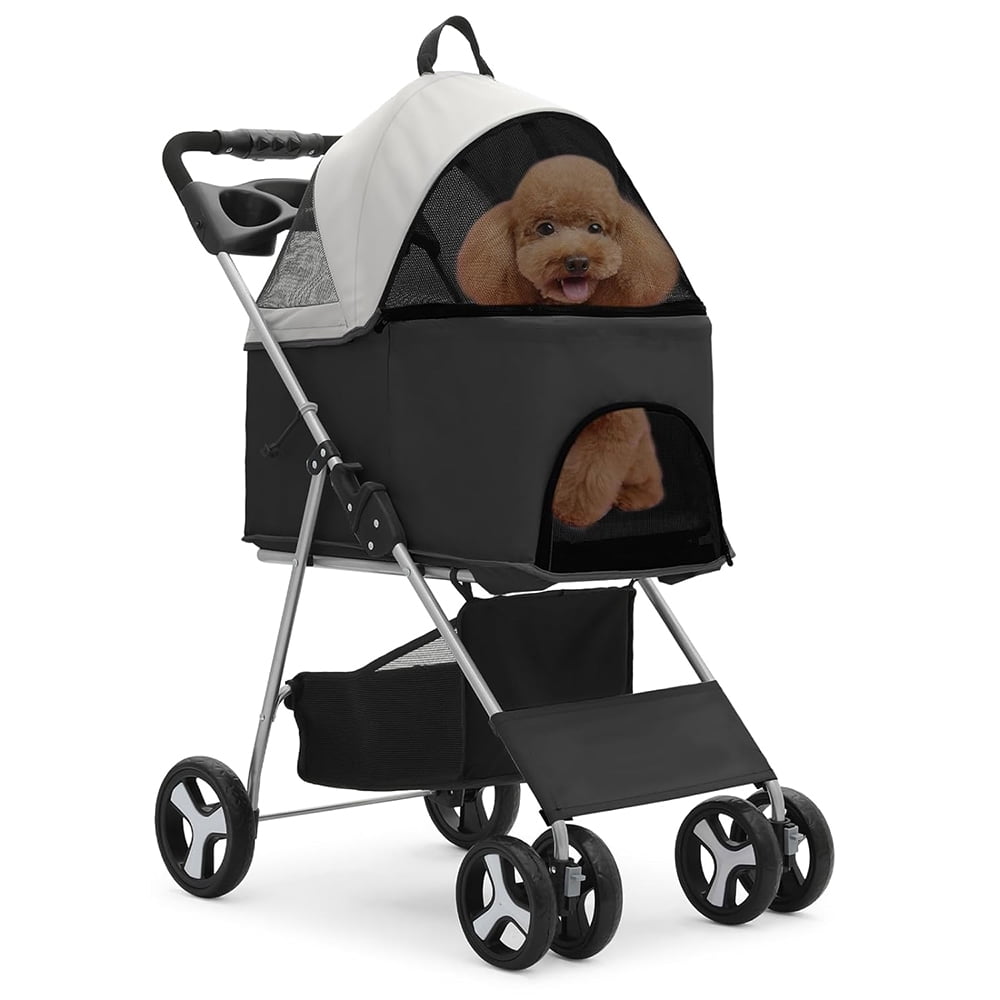 3-in-1 Lightweight Dog Stroller, 4-Wheels Folding Pet Stroller with ...