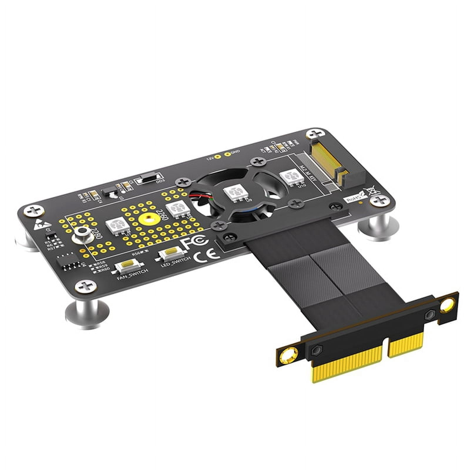 M.2( NGFF) NVME M-Key SSD to PCI-E 4X Extension Cable with Cooling Fan ...