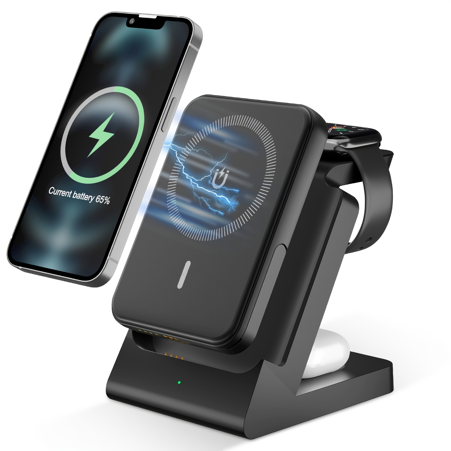 3-in-1 MagSafe Power Bank: 15W Fast Wireless Charging Station for ...