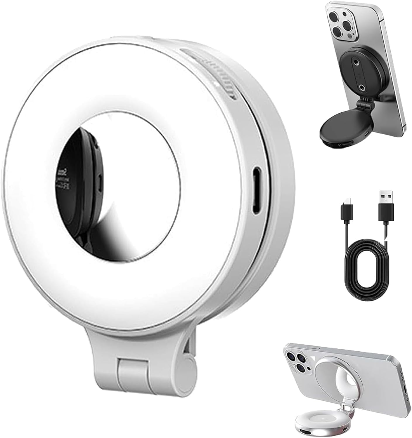 3-in-1 Magnetic Beauty Selfie Light for Phones, Foldable Magnetic Fill ...
