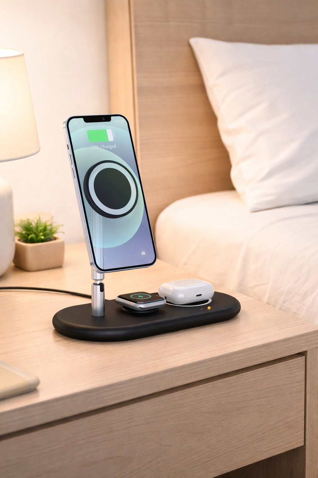 3-in-1 Magnetic Wireless Charging Stand with Power Adapter, Pack of 1 ...