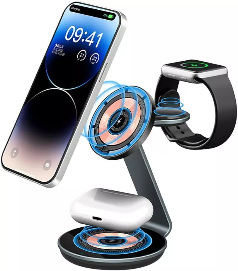 3 in 1 Magnetic Wireless Charging Station for Apple Watch/Magsafe ...