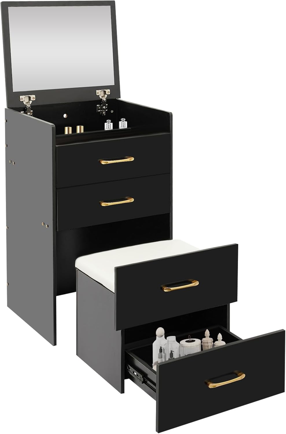 3 in 1 Makup Desk with Flip Miror, Vanity Table Set with Storage Drawer ...
