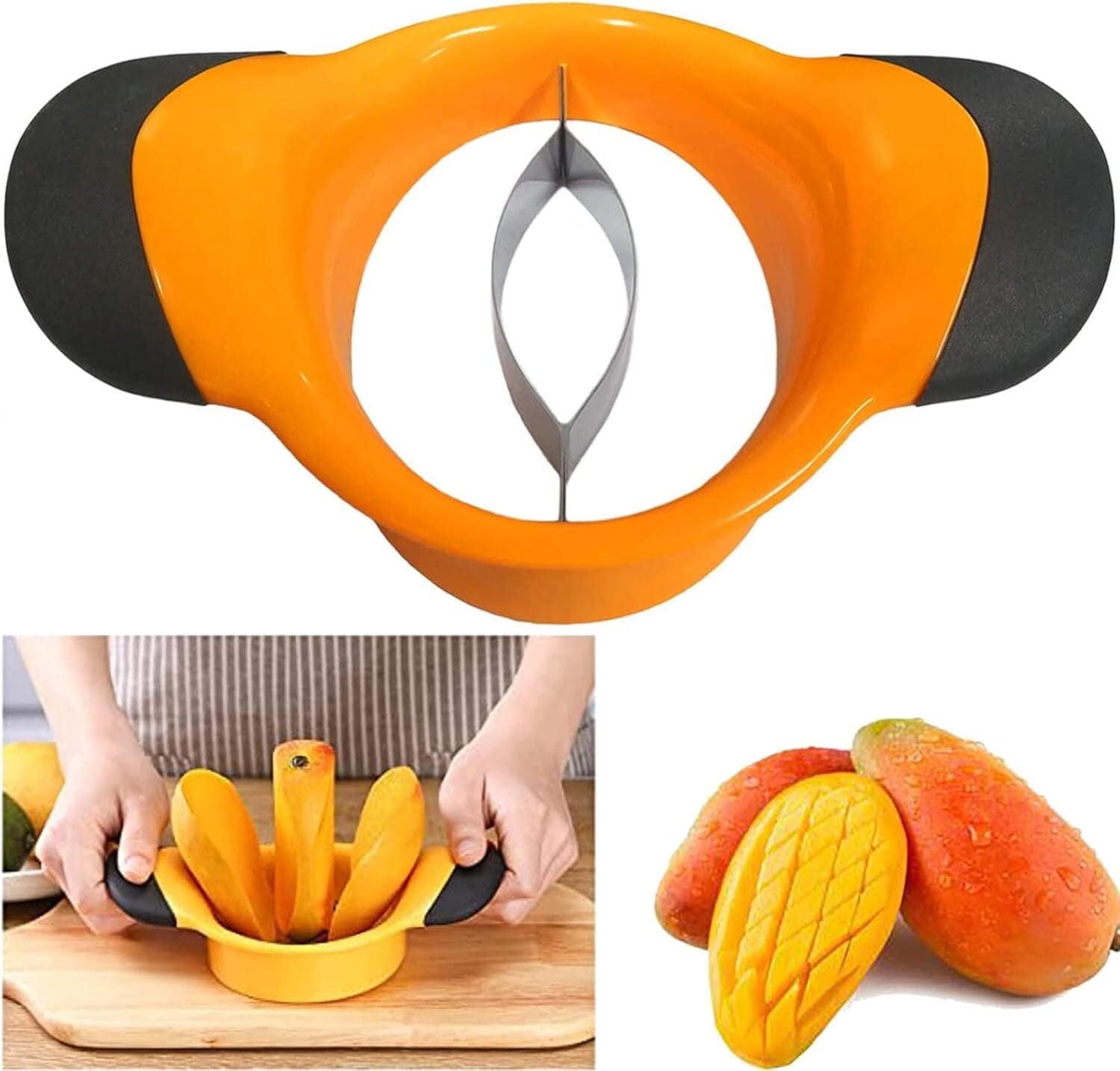 3-in-1 Mango Slicer,Peeler,Cutter,Splitter,Pitter with Stainless Steel ...