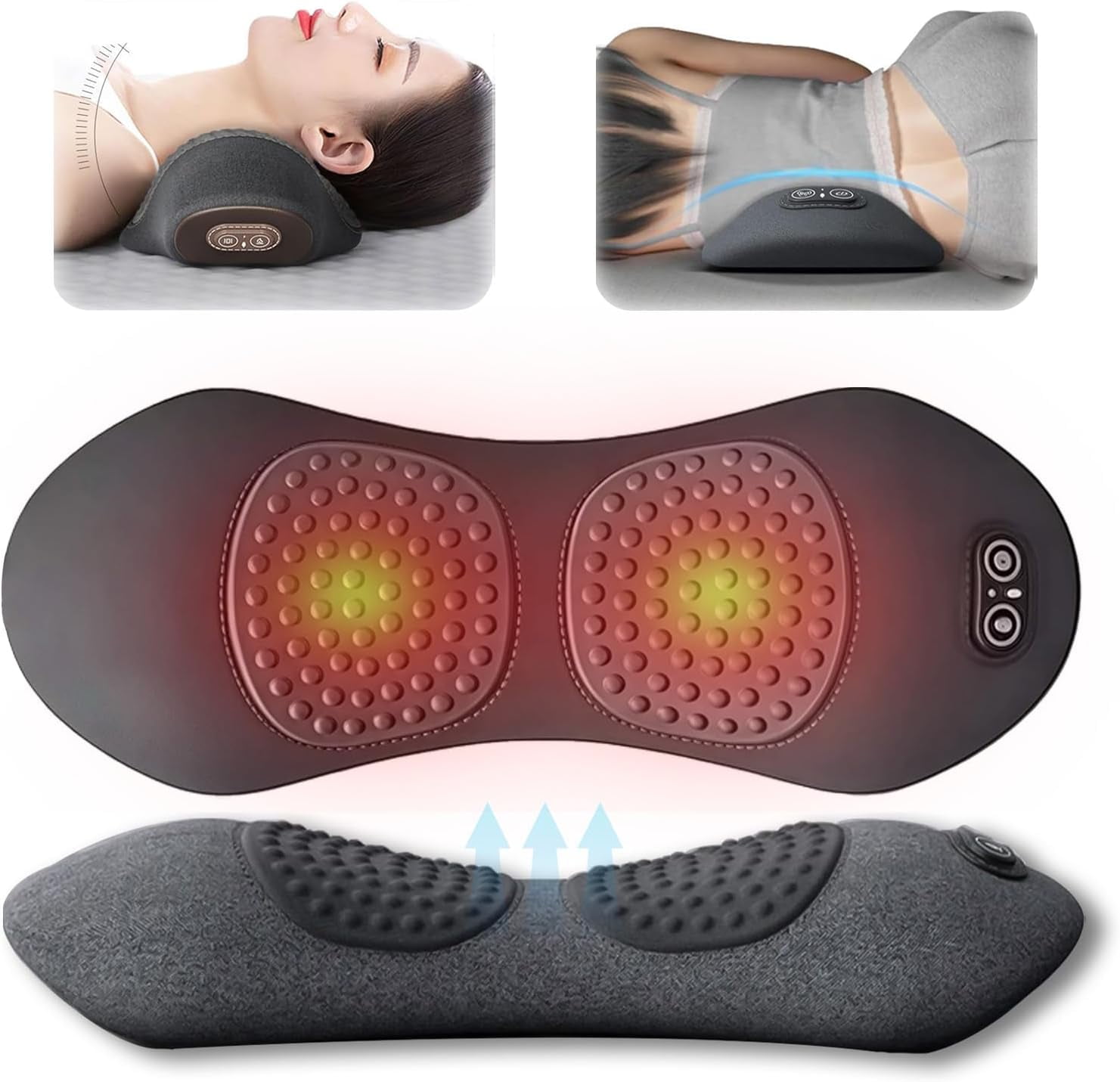 3-in-1 Massager Lumbar Support Pillow with Heat, Smooth Spine Triple ...