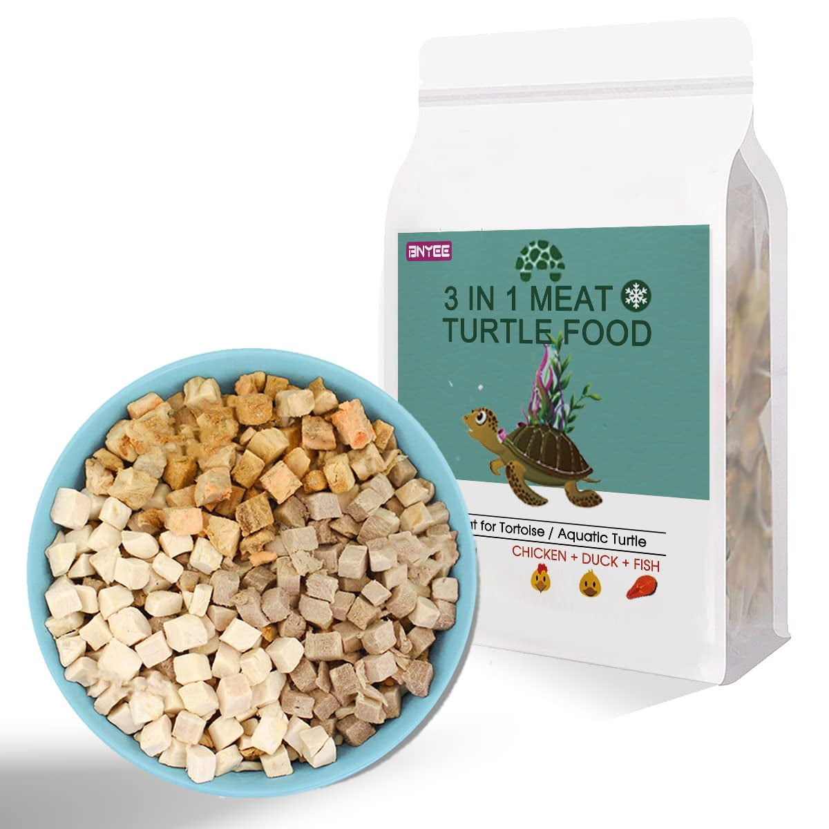 3 in 1 Meat Turtle Food - Chicken & Duck & Fish Meat Natural Freeze ...