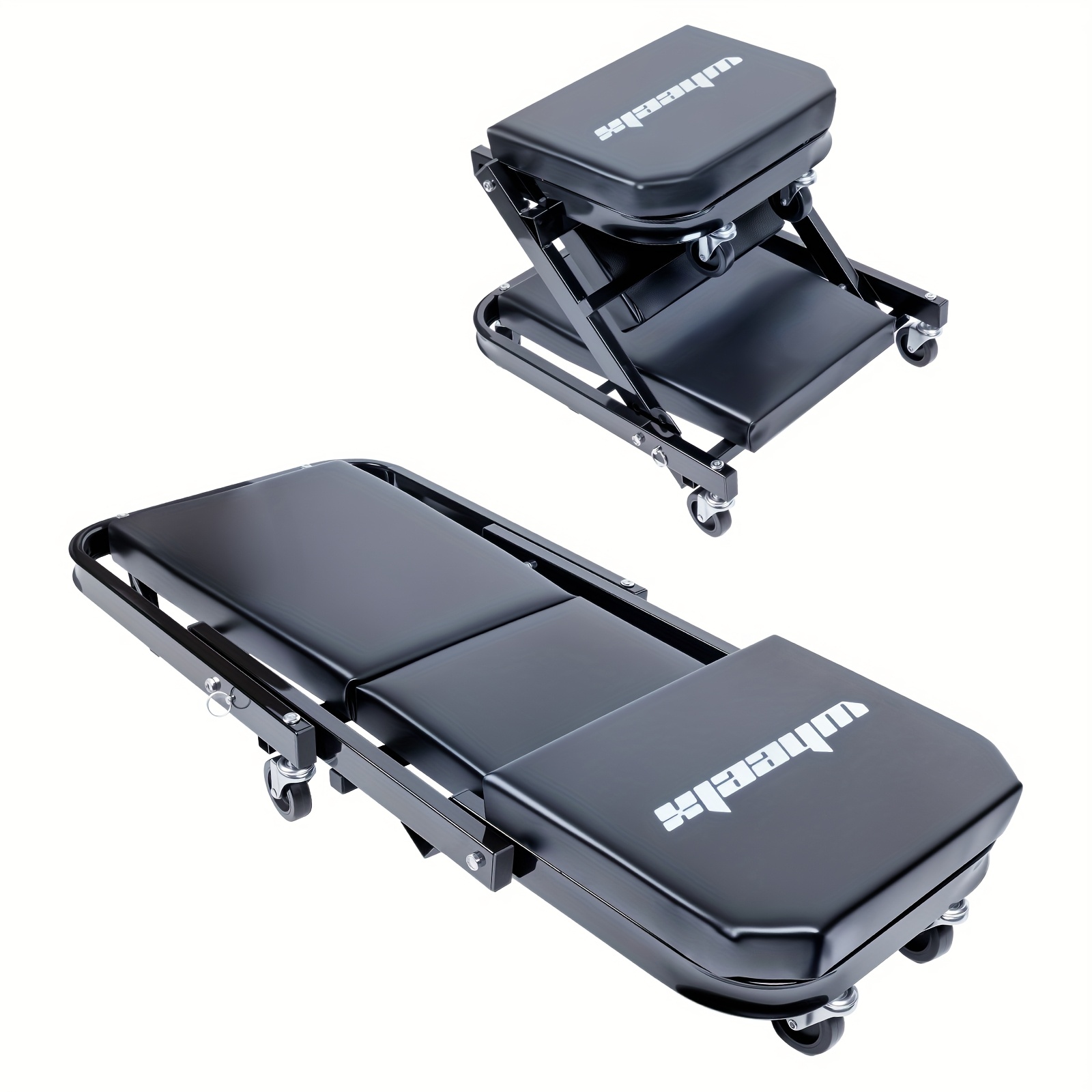 3-in-1 Mechanic Creeper - 36" Foldable Garage Stool with 6 Wheels ...